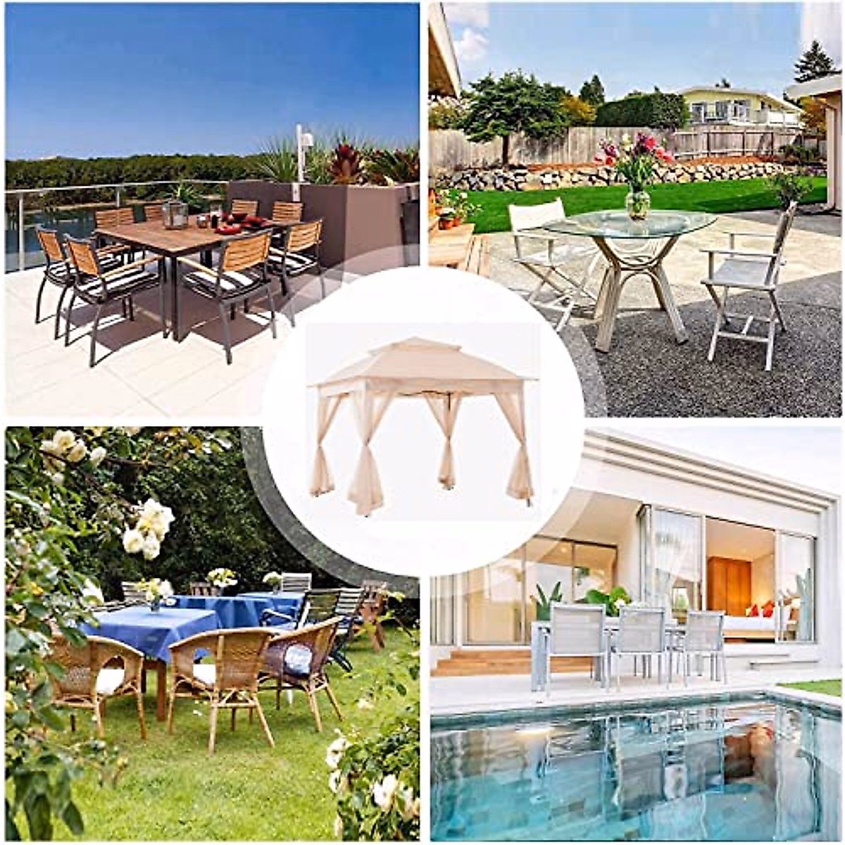 Harmon Wandyer 11'x11' Pop Up Gazebo with Mosquito Nettings, Outdoor Canopy Shelter for Garden Lawn Backyard, Patio Cover Outdoor Gazebo Pergola Grill Party Gazebo