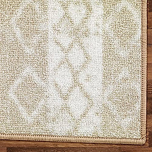 Antep Rugs Non Slip Stair Treads Carpet Bohemian Distressed Peel and Stick Alfombras, Set of 13, Beige, 8"x30"