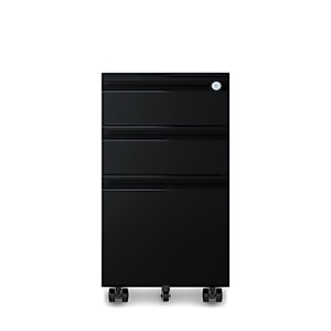 PALFISH 2-Drawer File Cabinet with Lock, Metal Filling Cabinets Suits Legal/Letter Size for Home Office, Fully Assembled Except Wheels, Grey (2-Drawer Widen, Black)