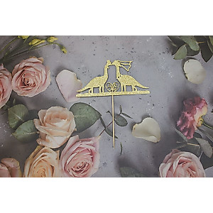 Dinosaurs Wedding Cake Topper, Funny Dinosaurs Kissing Mr & Mrs Cake Decors, Bride and Groom Wedding Party Decorations, Gold Glitter