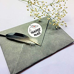 Happy Mail Stickers - 1.5 Inch 500 Round Happy Mail Labels for Small Shops Online Retailers Business and Packaging Envelope Sealing Stickers by AOODOOM