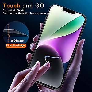 Ferilinso for iPhone 13 & iPhone 14 Privacy Screen Protector 2 Pack 9H Anti Spy Tempered Glass Privacy Screen for iPhone 13 iPhone 14 with 2 Pack Camera Lens Protector Case Friendly Accessories