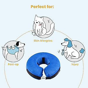 JOYFAST Inflatable Dog Cone for Large Dog Designed for Comfortable Post-Surgical Recovery Ultra-Soft Comfort Unblocked View No Disruption to Dog's Daily Life