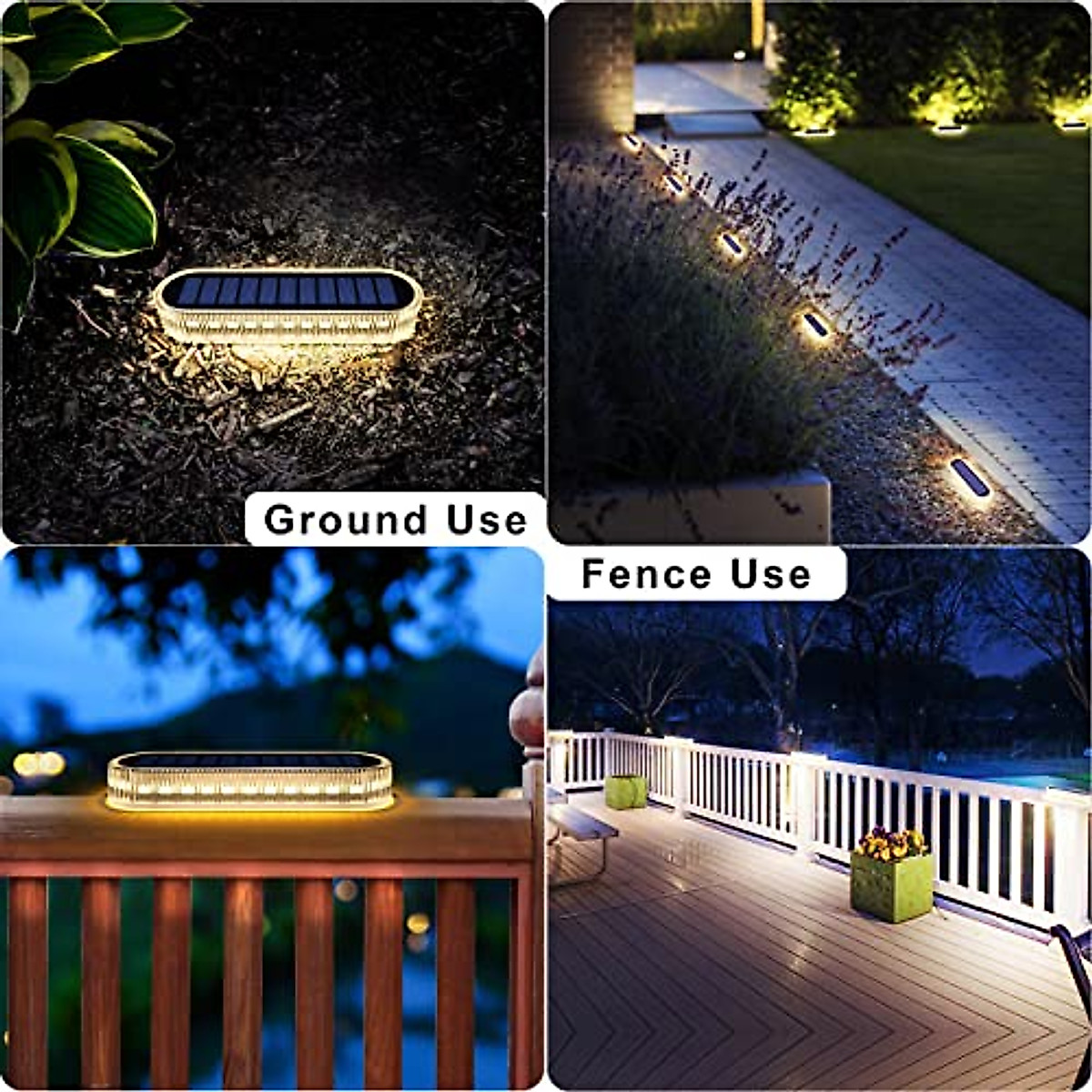 Solar Step Lights Waterproof,Warm White Deck Outdoor,Solar Fence LED,Solar for Stairs,Yard,Patio,Post,Railing,Garden,Backyard,Front Door,Pathway,Driveway,Porch(4 Pack)