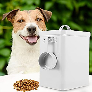 Angoily Metal Rice Storage Container Rice Canister with Lid Cereal Containers Dispenser Sealed Food Storage Container for Cereal Beans Pet Food White