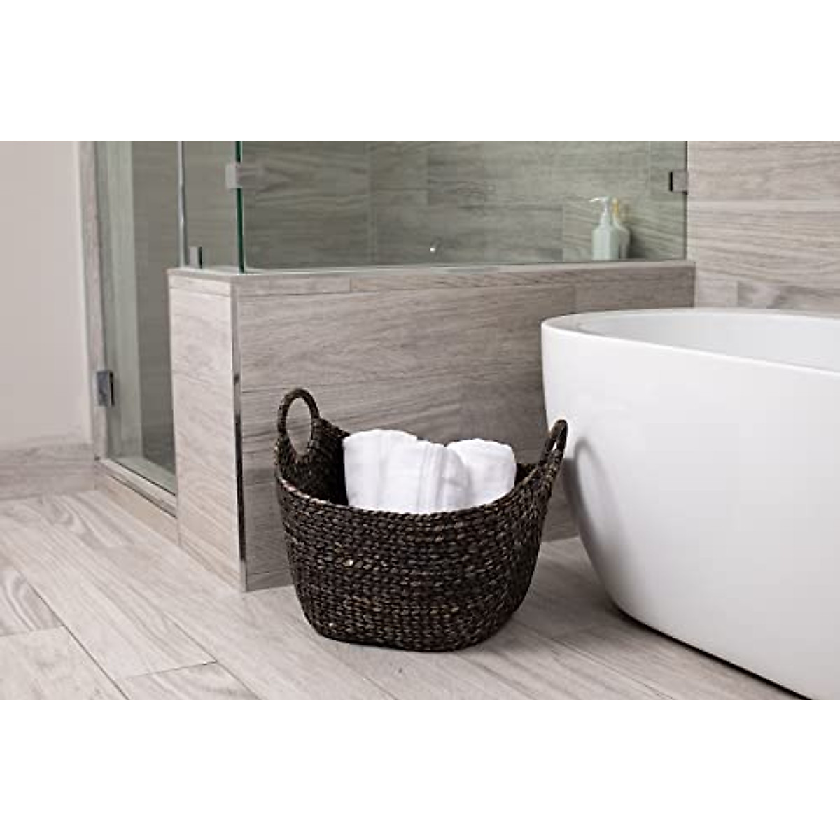 BirdRock Home Water Hyacinth Laundry Baskets (Espresso) - One Basket Included - Hand Woven