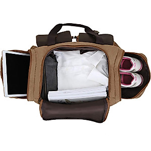 WOWBOX Duffel Bag Travel Weekender Duffle Bag Luggage Bags for Men Women Overnight Carry on Bag Gym Bag with Shoes Compartment Brown