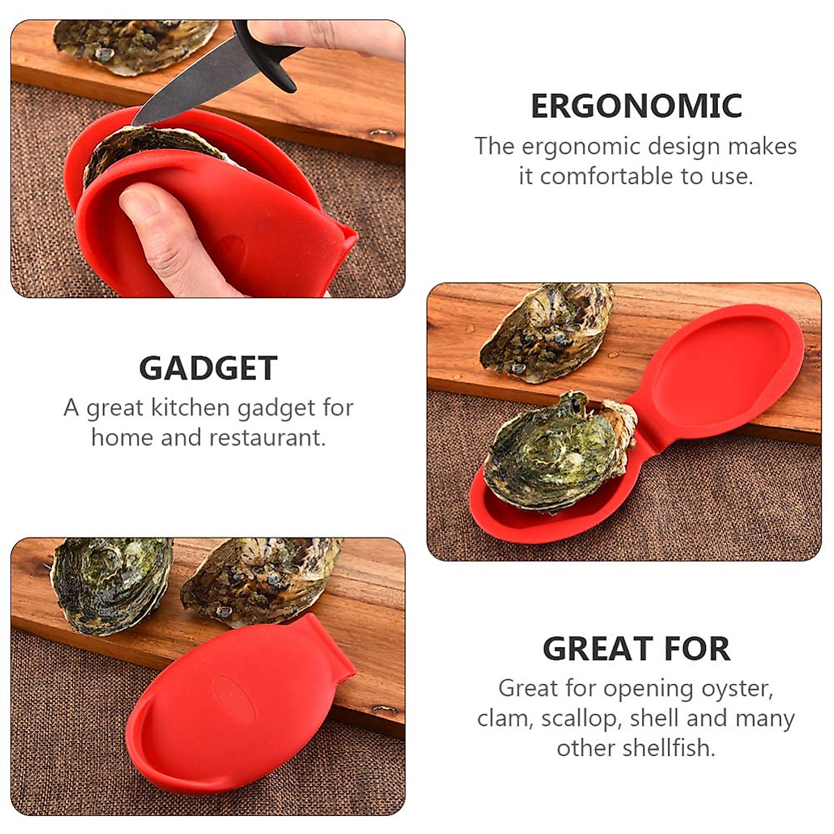 DOITOOL Oyster Shucking Clamp Silicone Oyster Holder Easy Oyster Opener Cooking Mitts Pinch Grips for Shell Hand Guard Opening Tool