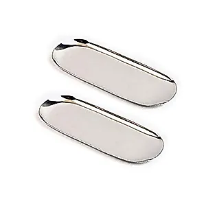 2 Pieces Stainless Steel Towel Tray Storage Tray Fruit Trays Cosmetics Jewelry Organizer,Silver,Oval