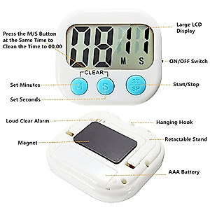 VARWANEO 2PCS Digital Kitchen Timer Multifunctional Kitchen Baking Large-Screen Digital Reminder Counting Down Electronic Timer