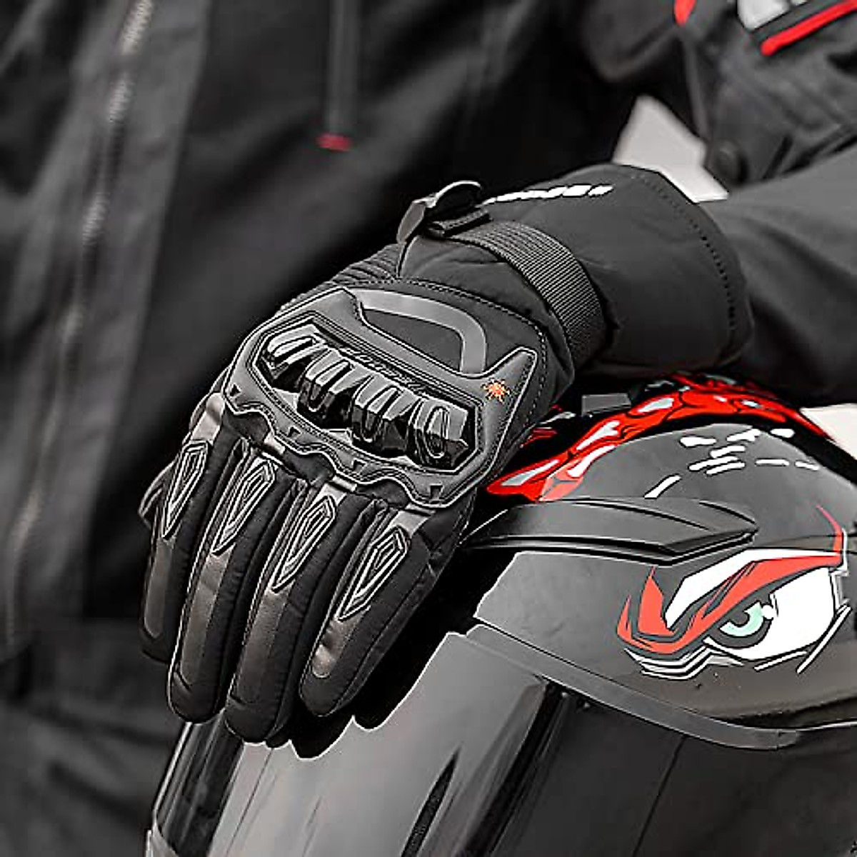 CHCYCLE Motorcycle Riding Gloves for Men Women Touchscreen Winter Waterproof Motorbike Powersports Gloves (Grey, X-Large)