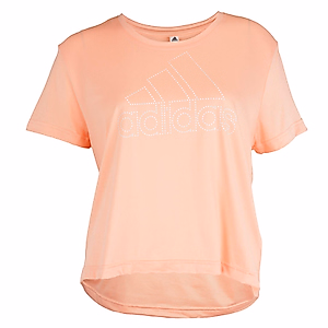 ADIDAS Women's Badge of Sport Graphic Tee, Glow Pink Large