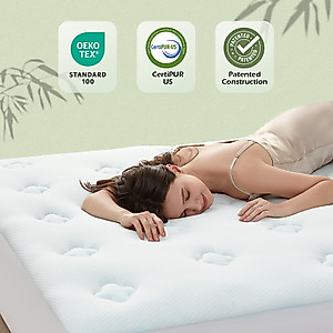 Hansleep Memory Foam Mattress Topper Queen Size, Mattress Pad Queen Size with Deep Pocket, Breathable Air Mattress Cover, 60x80 Inches