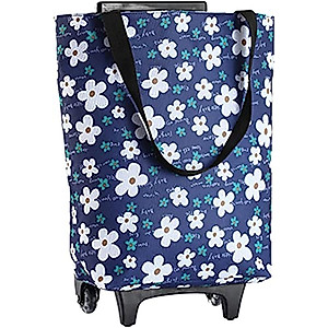Folding Shopping Bag with Wheels Portable Big Shopping Cart Trolley Bag Reusable Shopping Trolley Storage Bag for Groceries