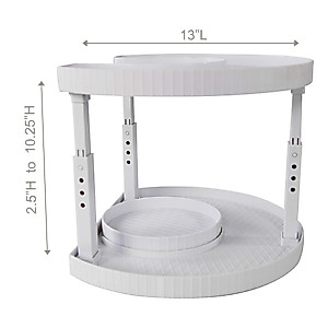 HOME-X Rotating Spice Rack, Lazy Susan Cabinet Organizer, Pantry Rack, Medicine Cabinet Organizer, Rotating Storage, 13" L x 10 ¾" W x 10 ¼” H, White