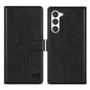 ZZXX Samsung Galaxy S23 Wallet Case with [RFID Blocking] Card Slot Kickstand Magnetic Closure Leather Flip Fold Protective Phone Case for Samsung Galaxy S23 Case Walle(Black-6.1 inch)