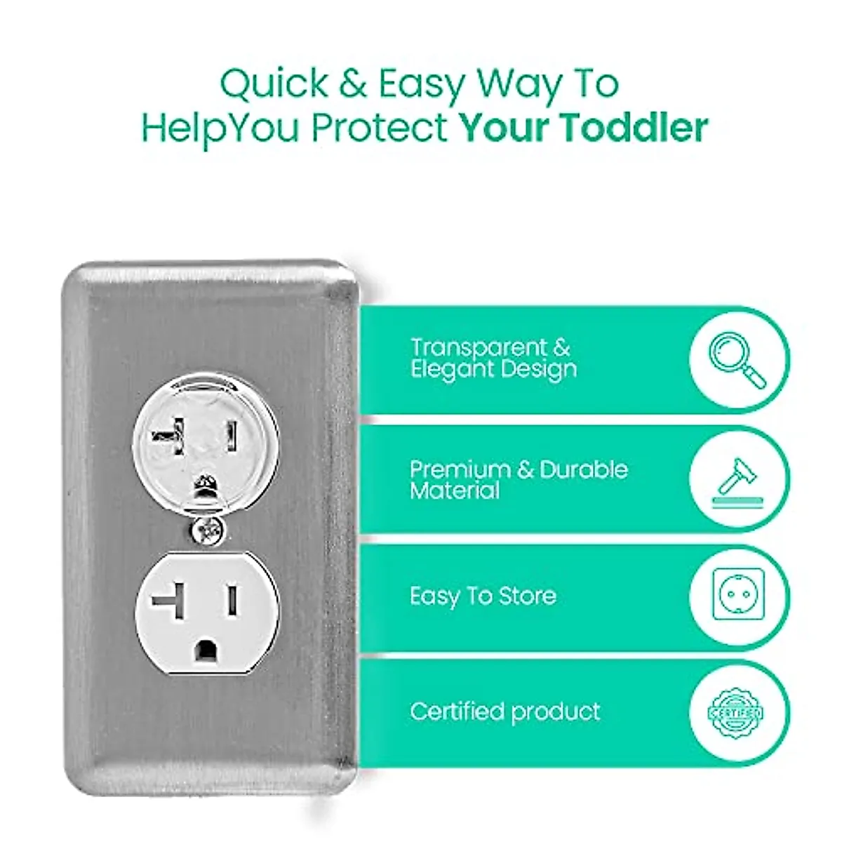 DAAITZZI Premium Child Proofing Plug Covers For Electrical Outlets – Sleek Socket Covers For Unused Outlets – Transparent Outlook – Perfect Light Switch Guard For Every Home - Child Plug Cover (50pcs)