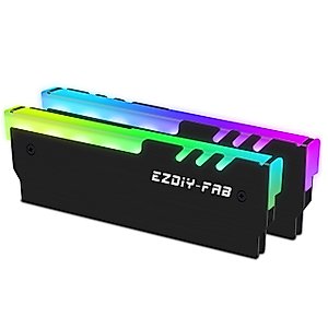 EZDIY-FAB ARGB DDR Memory RAM Cooler,RGB DDR Heatsink,5V 3Pin ARGB Motherboard Sync Black-2 Pack