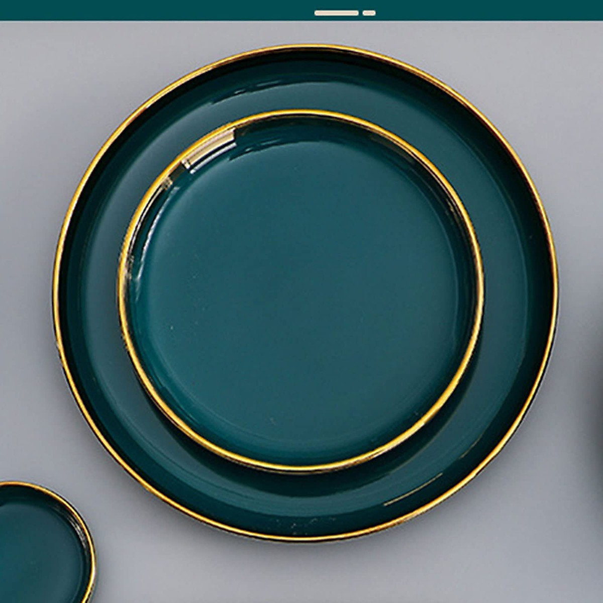 TAKESH Dinner Plates Gold Edging Green Porcelain Plates Food Dinner Set Dishes Soup Ceramic Plates