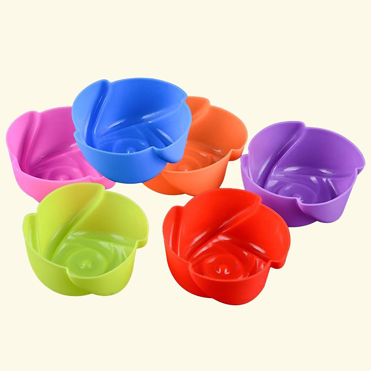 DOITOOL Silicone Baking Cups Liners Muffin Cup Cupcake Liners 12pcs Silicone Rose Flower Shape Cake Decorating Mold Pudding Jelly Chocolate Mold Muffin Cup Handmade Cupcake Baking Tool (Random Color)