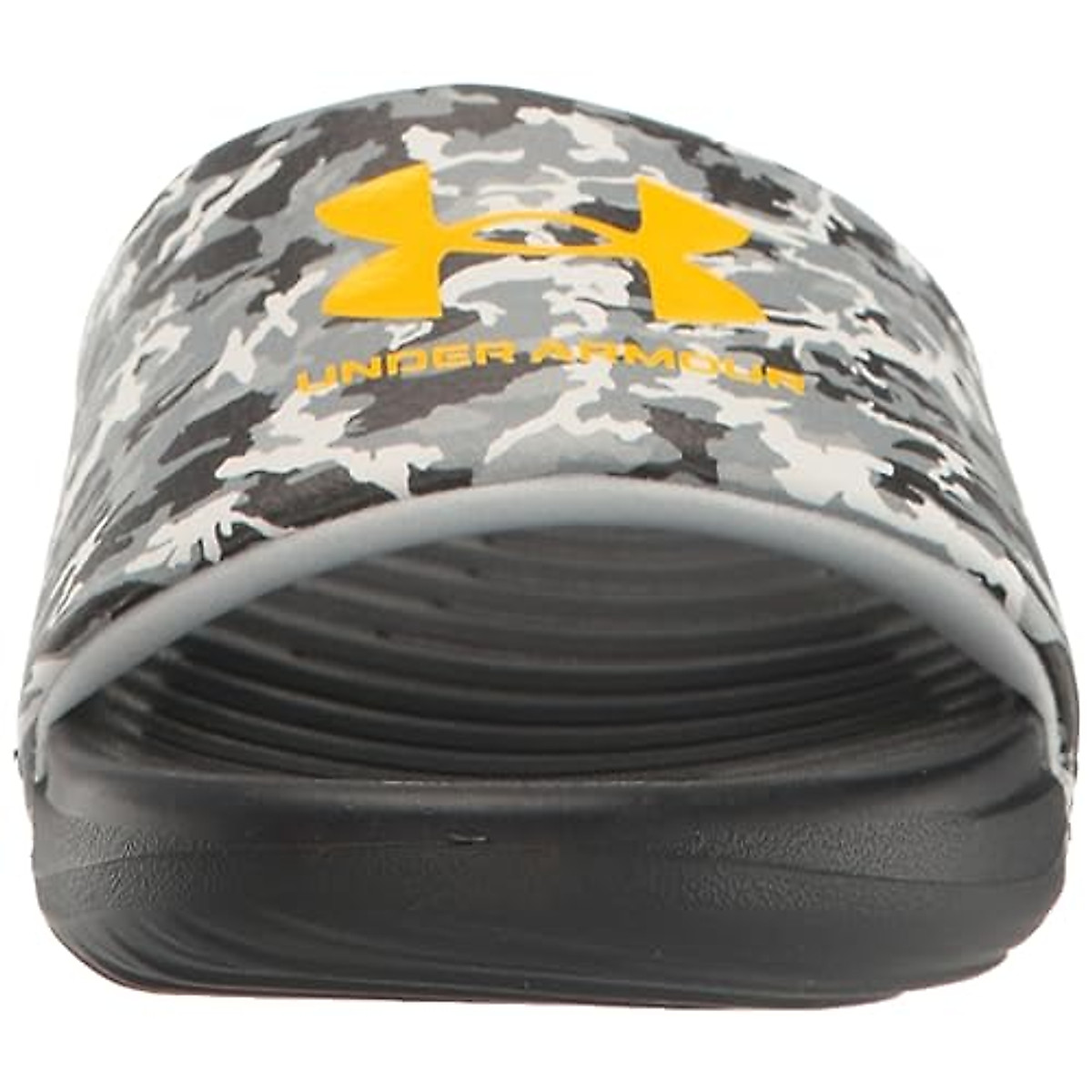 Under Armour Boy's Ansa Graphic Fixed Strap Slide Sandal, (010) Black/Mod Gray/Tahoe Gold, 3 Little Kid