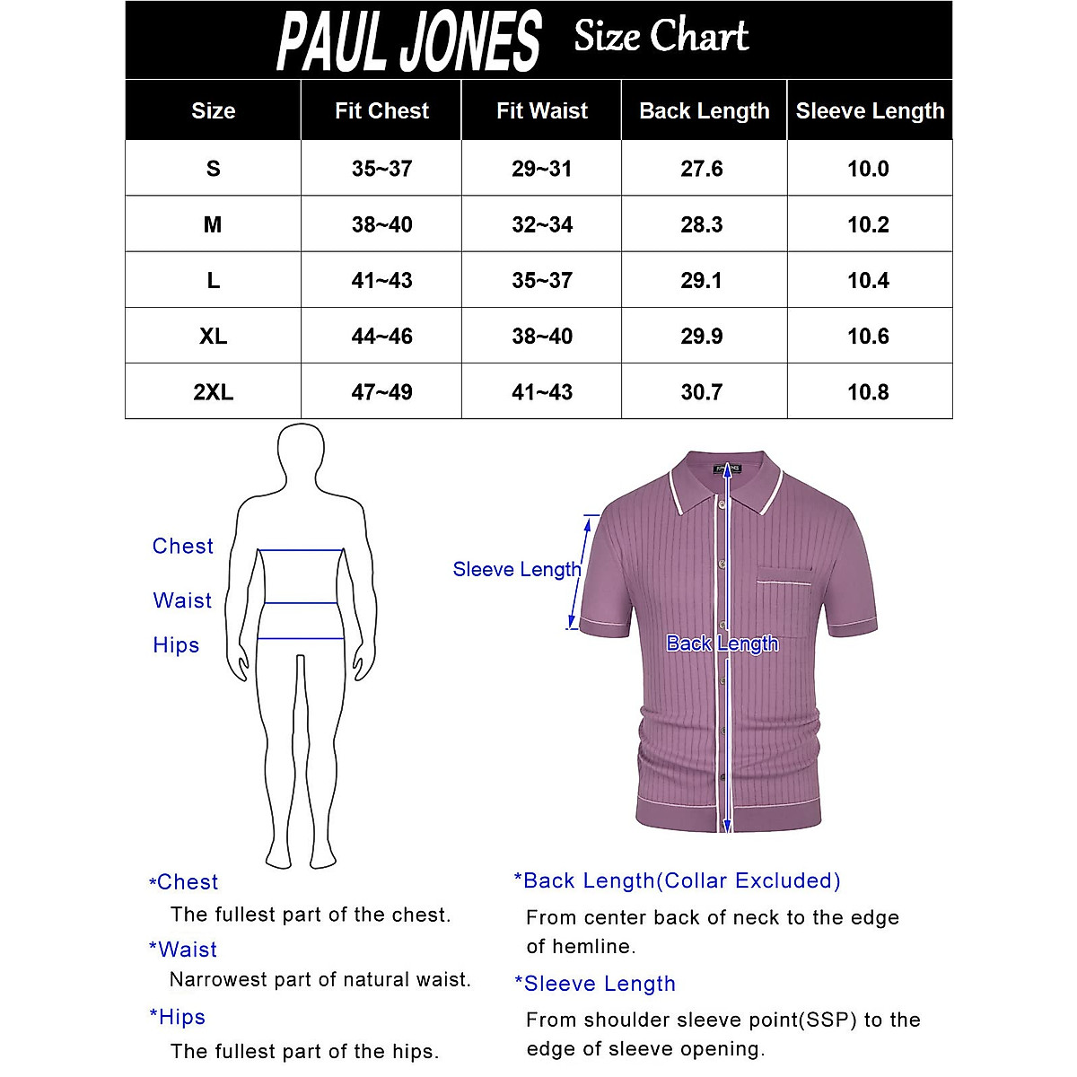 Mens Short Sleeve Knit Shirt Vintage Button Down Golf Polo Shirt Purple S