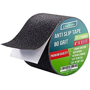 EdenProducts Heavy Duty Anti Slip Grip Tape (4inx33ft) - High Traction Anti Slip Tape, Waterproof Outdoor Grip Tape for Stairs, for Skateboards, Bat, Pool, Floor - Non Skid Tape Outside Step Treads