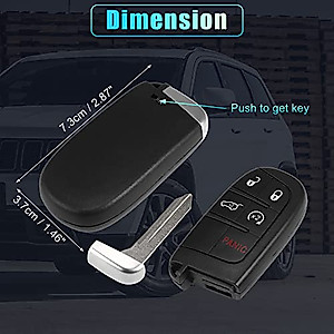 X AUTOHAUX 2pcs 433MHz M3N40821302 Replacement Keyless Entry Remote Car Key Fob for Jeep Grand Cherokee 2014-2020 5 Buttons with Door Key 46 Chip