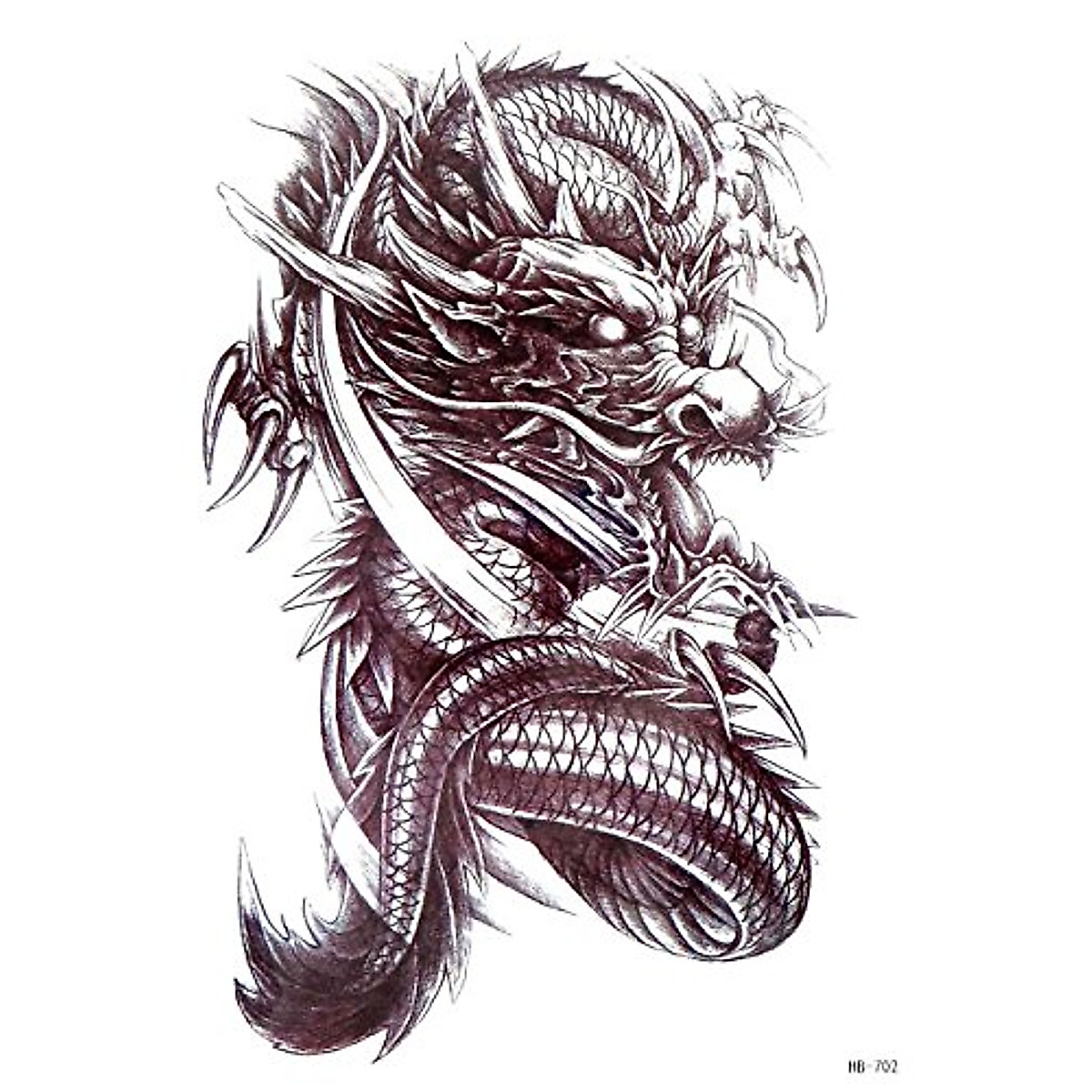 10 sheets dragon yinyang koi large 8.25" half-sleeve arm tattoo good fake tattoos