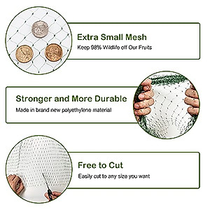 POYEE Garden Netting for Bird Green Net Provide Better Protection for Vegetables and Fruit Trees (13FT X 26FT)