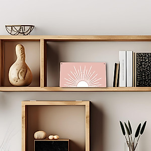 PHAMTE Sun Sunshine Decor, Boho Pink Sun Wall Art, Boho Pink Sun Sunrise Sunshine Printed Wood Plaque Sign Wall Hanging,Boho Sun Hanging Wall Art Signs For Bedroom Home Dorm Nursery Room Decor 12 x 6