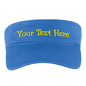 Custom Visor Hat Embroider Your Own Text Customized Adjustable Fit Men Women Visor Cap (Ultramarine)