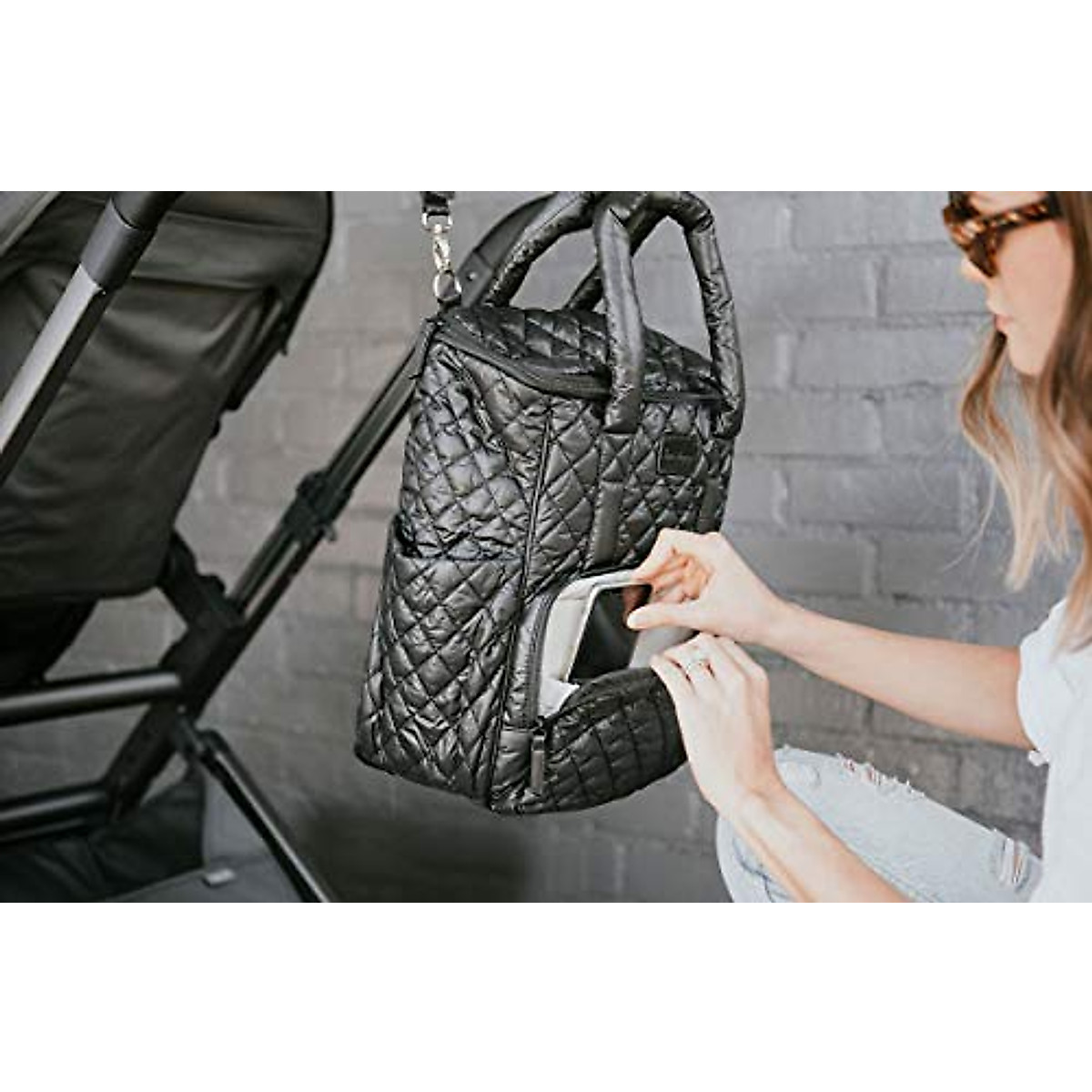 7AM London Baby Diaper Bag – Multifunctional Travel Backpack with Stroller Hooks & Shoulder Straps, Lightweight Diaper Bag for Baby Essentials, Water Repellent With Diaper Changing Pad | (Black)