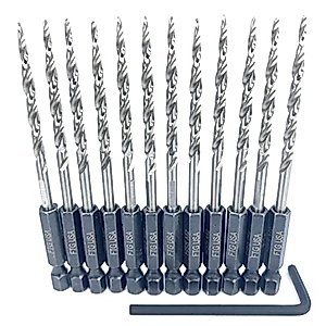 FTG USA Countersink Drill Bit Set 3 Pc #6 (9/64") Wood Countersink Drill Bit Pack Same Size Set with 12 Replacement Bits #6 (9/64") Tapered Countersink Bit, with 1 Hex Wrench,