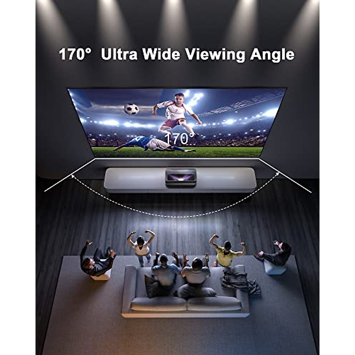AWOL VISION Ambient Light Rejecting (ALR) Projector Screen for Ultra Short Throw(UST) Projector, 120" Fixed Frame, 80% Picture Quality Improved, 95% Celling Light Rejecting(CLR), Active 3D - C120