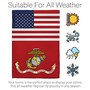 US Marine Corps Garden Flag - Set Wall Hanger Armed Forces USMC Semper Fi United State American Military Veteran Retire Official - House Banner Small Yard Gift Double-Sided Made in USA 13 X 18.5