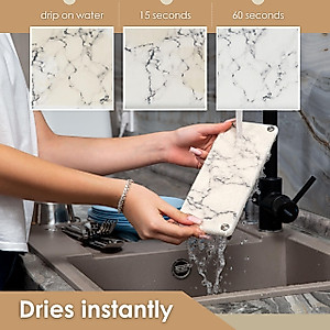 BRANDOVO Stone Sink Caddy - Marble Tray - Instant Dry Sink Organizer - Kitchen Soap Tray - Fast Drying Stone Sink Tray - Kitchen Sink Caddy Marble White - 9.8x3.9 inches