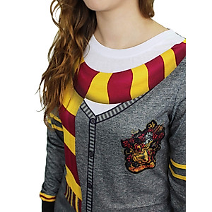 Harry Potter Hogwarts Gryffindor Women's Long Sleeve Nightgown Pajamas (X-Small, Black/Grey)