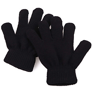 Cooraby 2 Pairs Kid's Thick Magic Gloves Toddler Winter Stretchy Warm Full Fingers Gloves Mittens