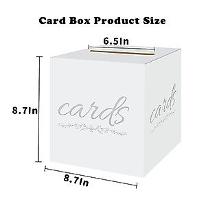 sunepany White Card Box Graduation Card Box Silver Card Box with Slot Card Box for Party Birthday Baby and Bridal Shower Funeral, Wedding Card Boxes for Reception Wedding Envelope Box