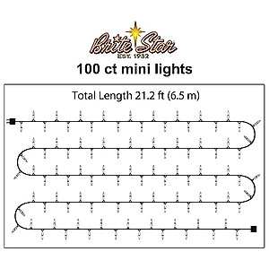 Brite Star 100 Count Mini String Christmas Lights, Purple - 22 feet Indoor/Outdoor Christmas Tree Lights with White Wire