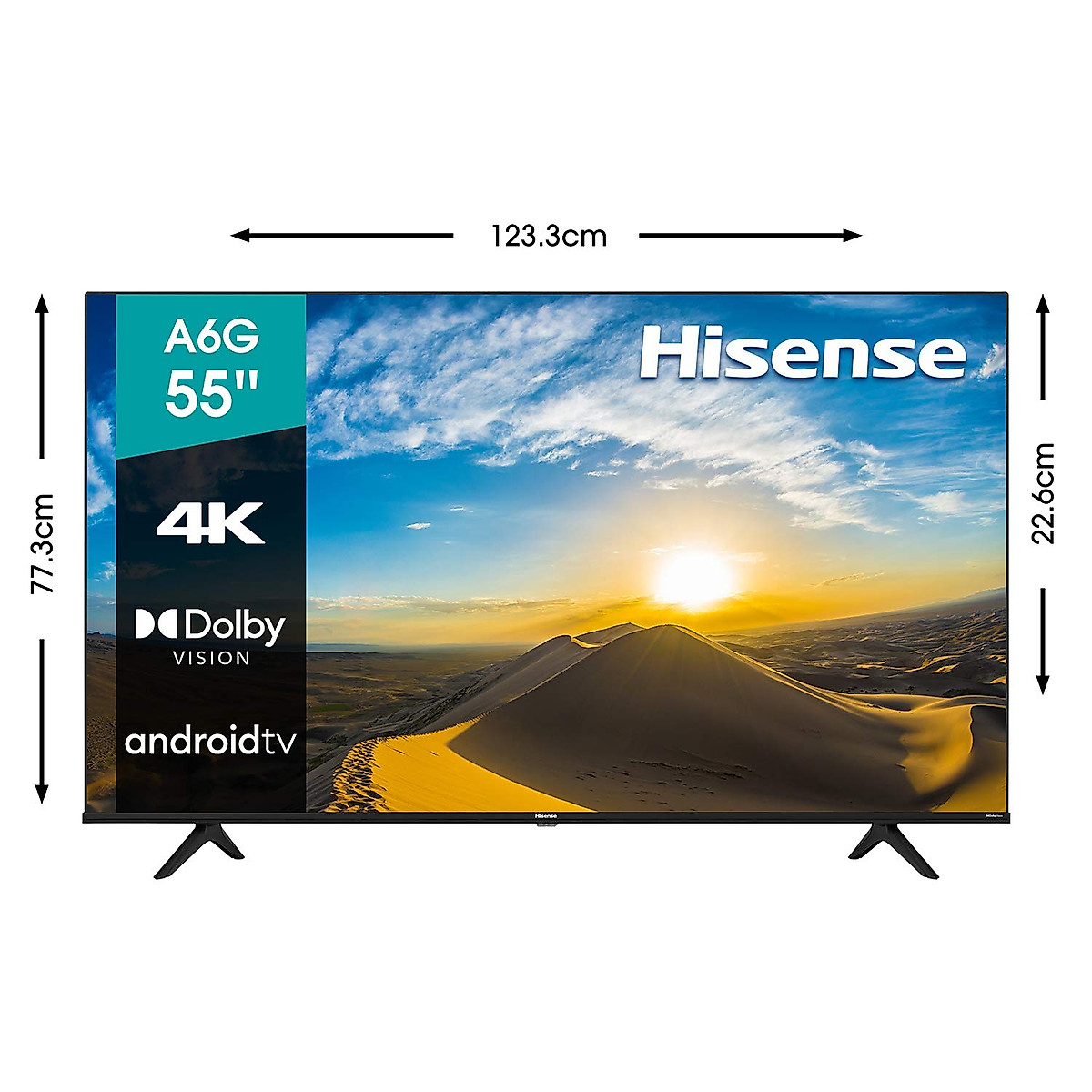 Hisense 55A6G 55-Inch 4K Ultra HD Android Smart TV with Alexa Compatibility (2021 Model), Black, TV Only