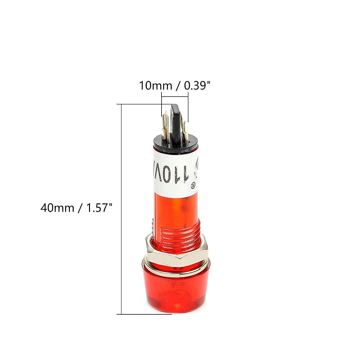 Aicosineg Red 110V 0.39" Hole Diameter Indicator Light Flush Panel Mount 1.57" Length for Electrical Control Panel 15Pcs