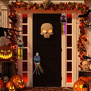 Day of the Dead Sugar Skull Hanging Decorations 3 Pieces Dia De Los Muertos Party Decorations Skeleton Sugar Skull Bride Decor with Tassels, Glue and Ropes for Halloween DIY Craft Party Supplies