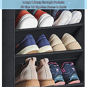 TIOYOTY Over The Door Shoe Organizer with Large Deep Pockets Door Shoe Rack for Narrow Door Hanging Multifunction Shoe Holder for Dorm Closet Door, Black