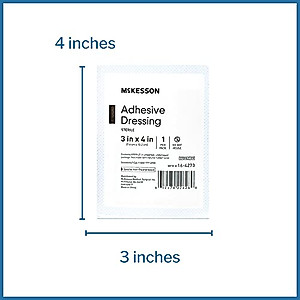McKesson Adhesive Dressing, Sterile, Cotton/Polyester, 3 in x 4 in, 100 Count, 1 Pack