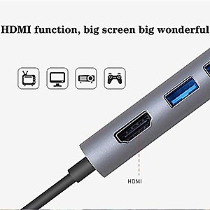 XUNMAIFHB Portable Docking Station,Type-c Dock Type-c to hdmi/Type-c hub Reader + Network Card hub USB3.0, RJ45, USB-C PD, 4K HDMI Fast Transmission