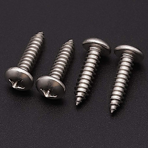 #8 x 1" (100 Pack) Stainless Steel Phillips Pan Head Wood Screws, Stainless Steel 304 (18-8), Pan Head Sheet Metal Screws Self Tapping Screws