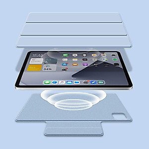 Aoub Case for iPad Pro 11 2022/2021/2020/2018, Rebound Magnetic Attachment Cover with Clasp [Supports Pencil Pairing & Charging], Ultra Slim Trifold Stand Smart Case for iPad Pro 11 inch, Light Blue