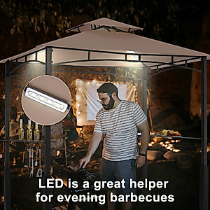 ABCCANOPY 8'x 5' Grill Gazebo Canopy - Outdoor BBQ Gazebo Shelter with LED Light, Patio Canopy Tent for Barbecue and Picnic (Khaki)